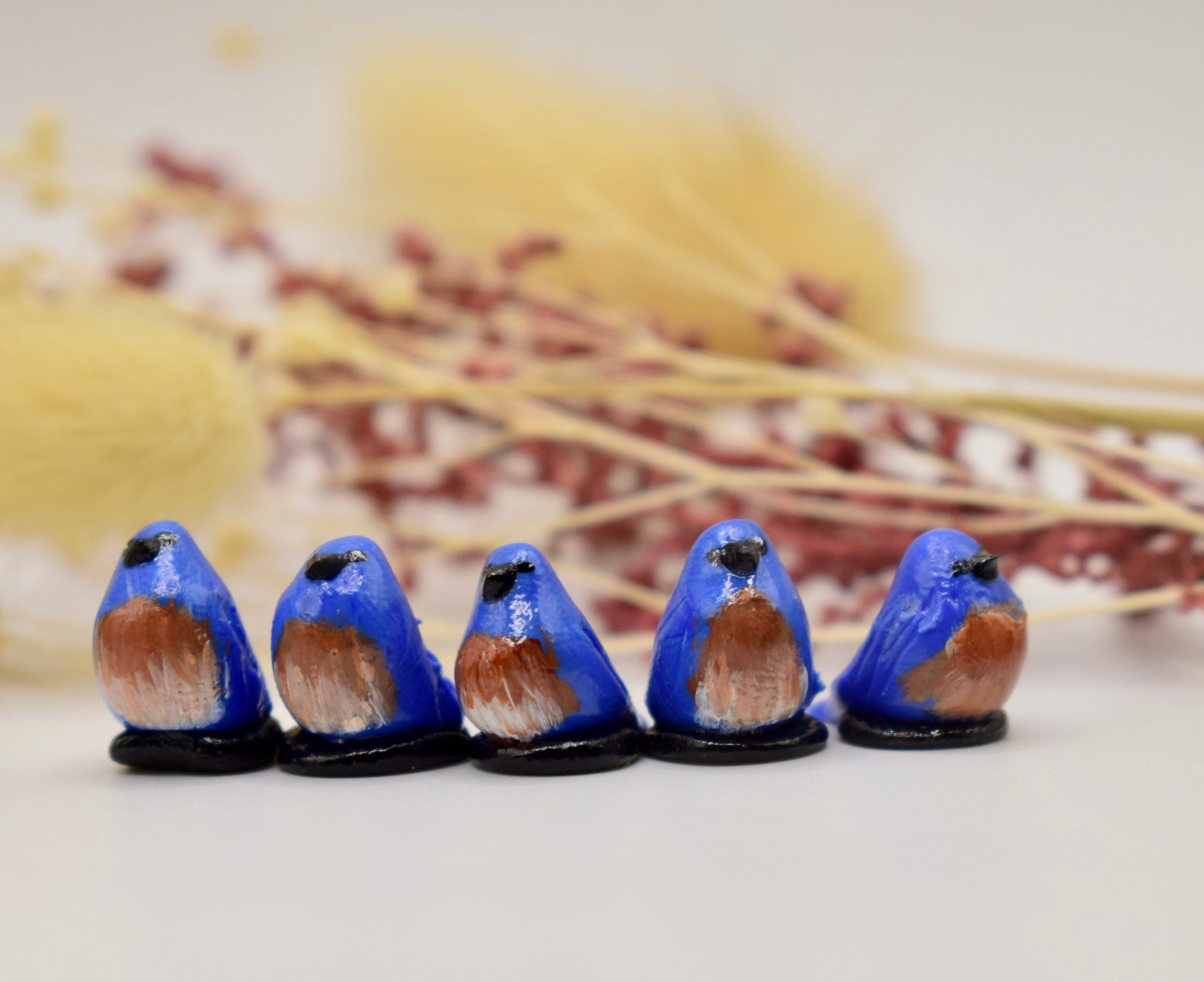 Miniature Blue Bird, Handmade Polymer Clay Bird Figurine - Etsy