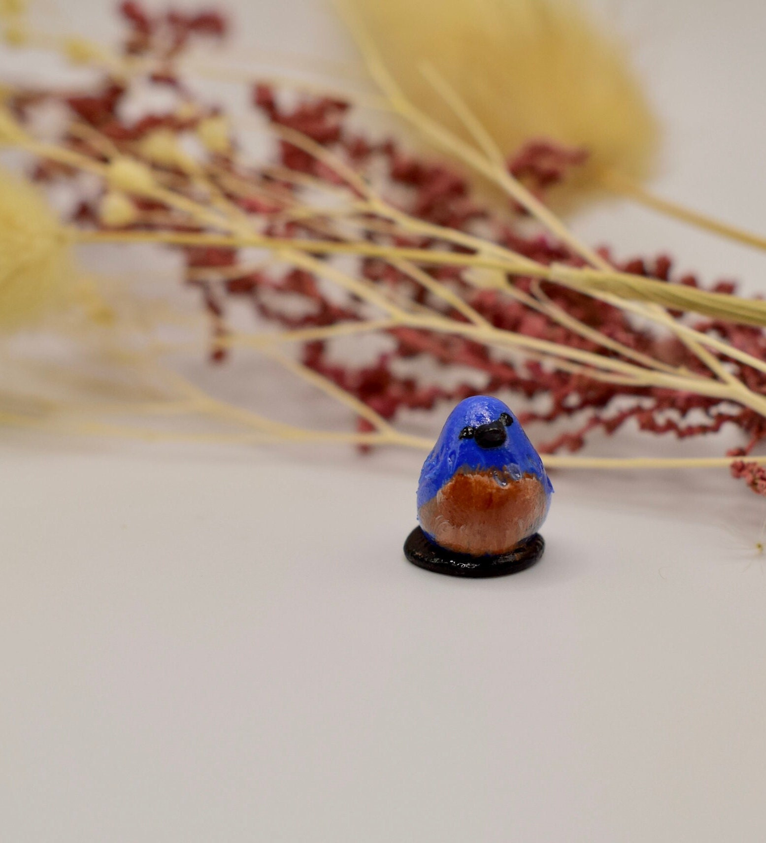 Miniature Blue Bird, Handmade Polymer Clay Bird Figurine - Etsy