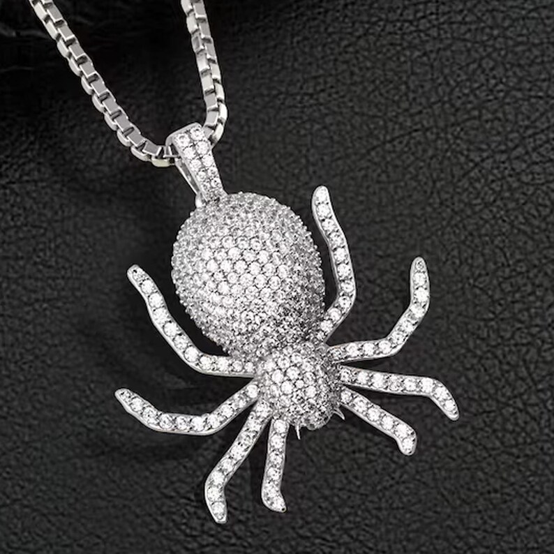 VVS Moissanite Diamond Iced Out Spider Pendant Necklace 925 Sterling ...