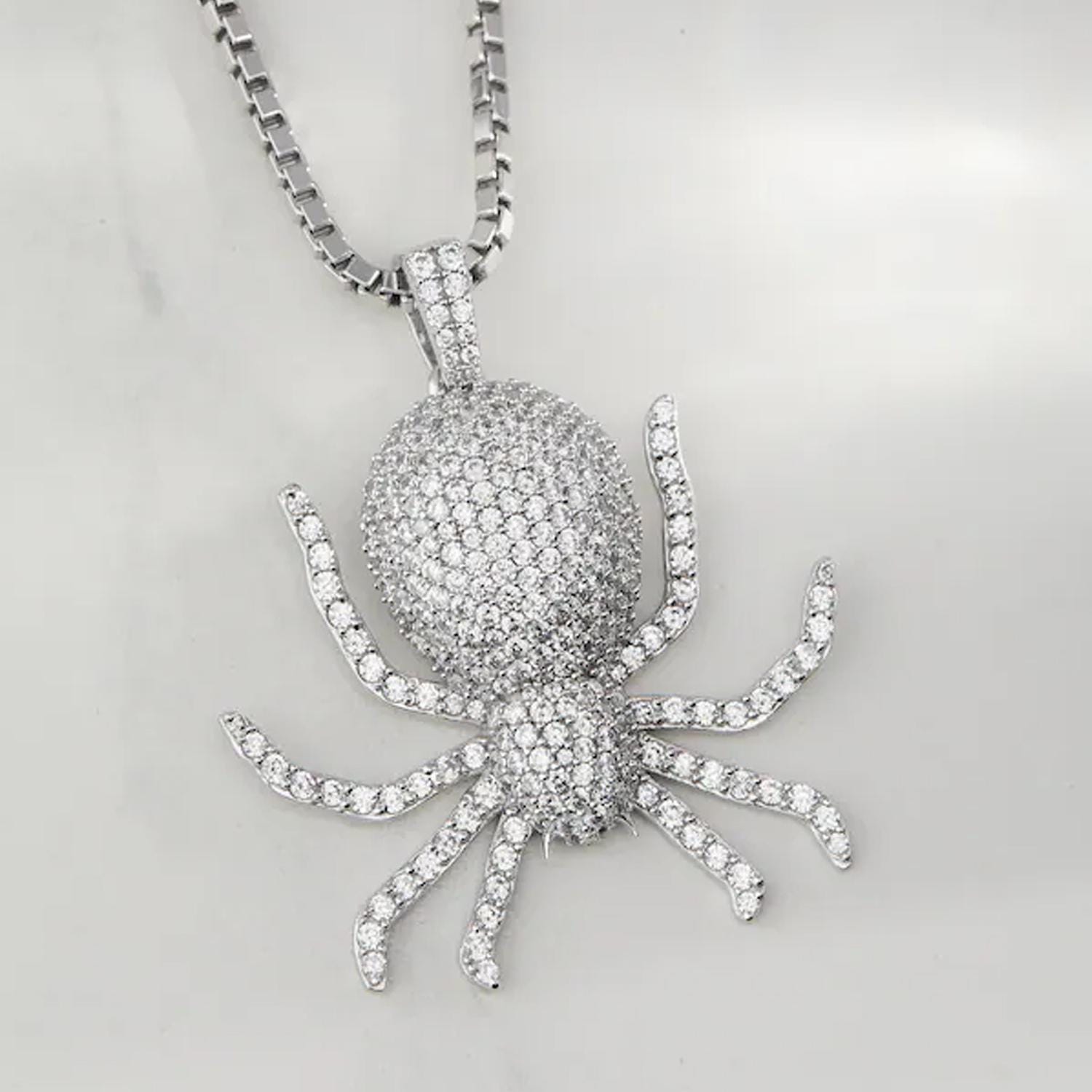 VVS Moissanite Diamond Iced Out Spider Pendant Necklace 925 Sterling ...