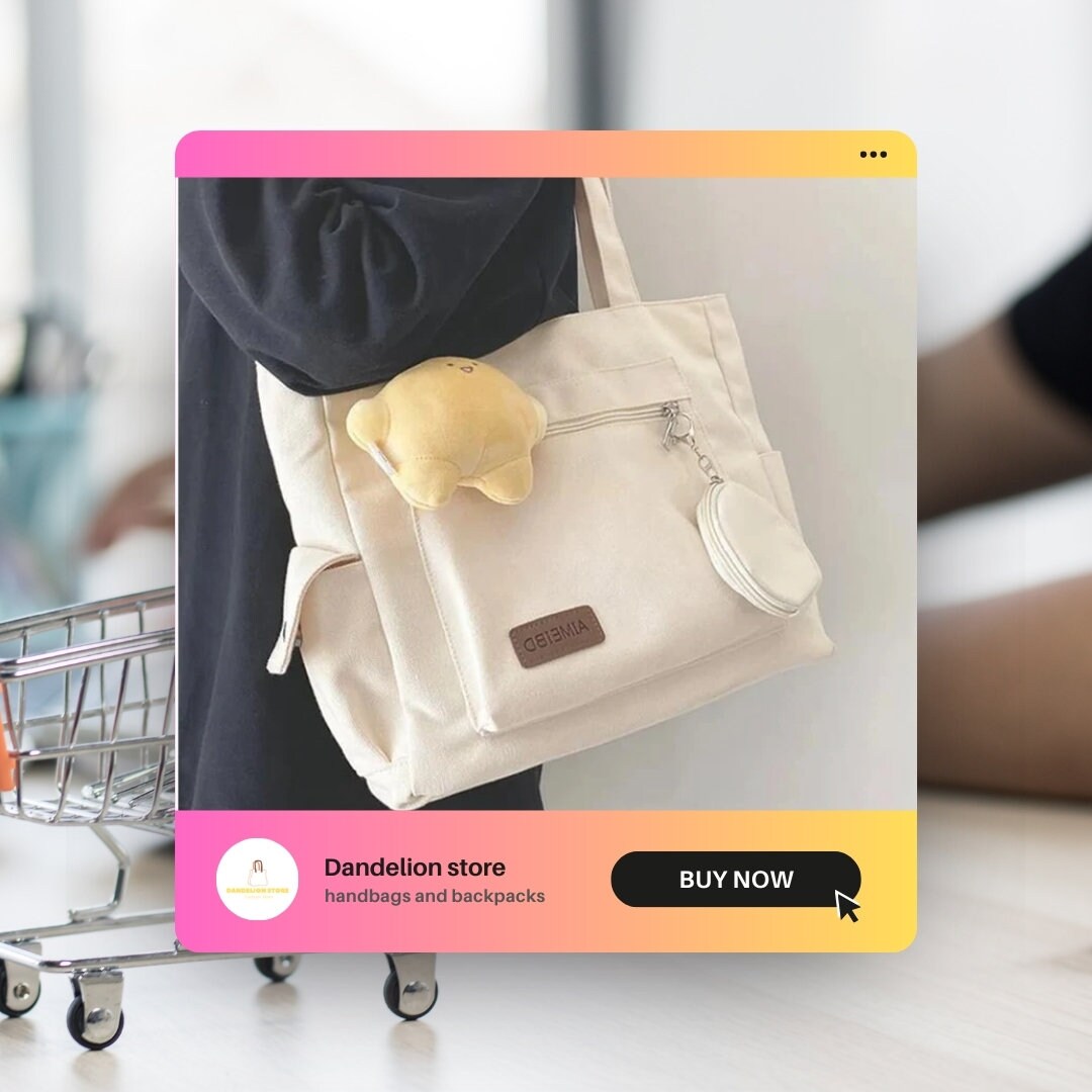 Multi-pocket Canvas Bag College Student Class Shoulder Canvas Bag Large ...