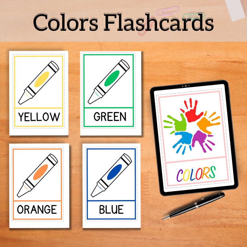 Color Flashcards, Printable Preschool Colors Sorting Cards Activity for ...