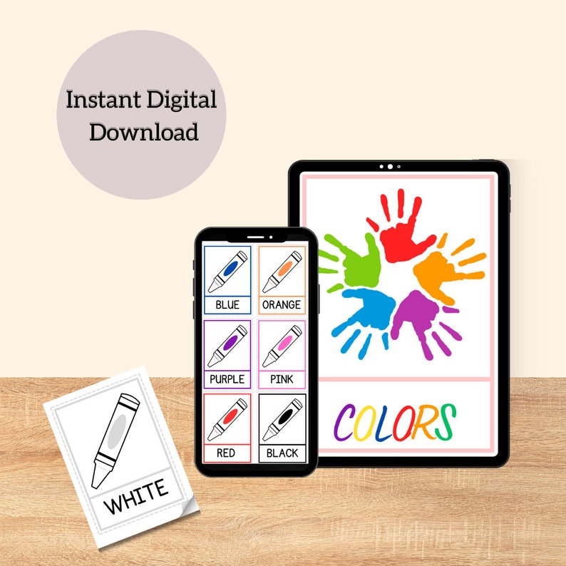 Color Flashcards, Printable Preschool Colors Sorting Cards Activity for ...