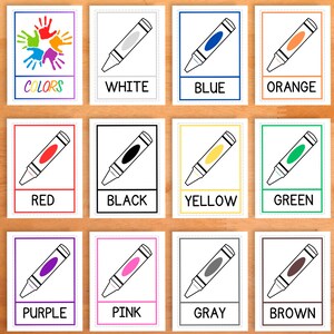 Color Flashcards, Printable Preschool Colors Sorting Cards Activity for ...