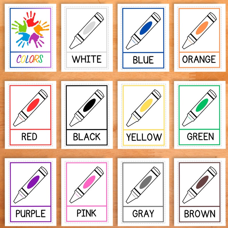 Color Flashcards, Printable Preschool Colors Sorting Cards Activity for ...