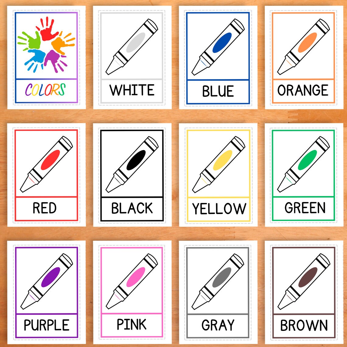 Color Flashcards, Printable Preschool Colors Sorting Cards Activity for ...