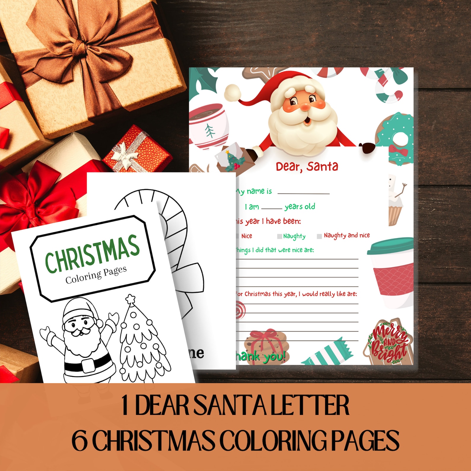 Dear Santa Wish List Printable Secret Santa Letter Template, Christmas ...