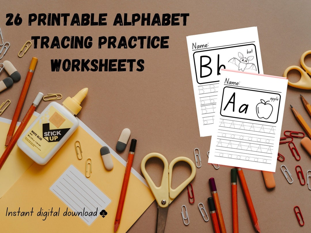 Alphabet Tracing Sheets Alphabet Writing Worksheet for - Etsy