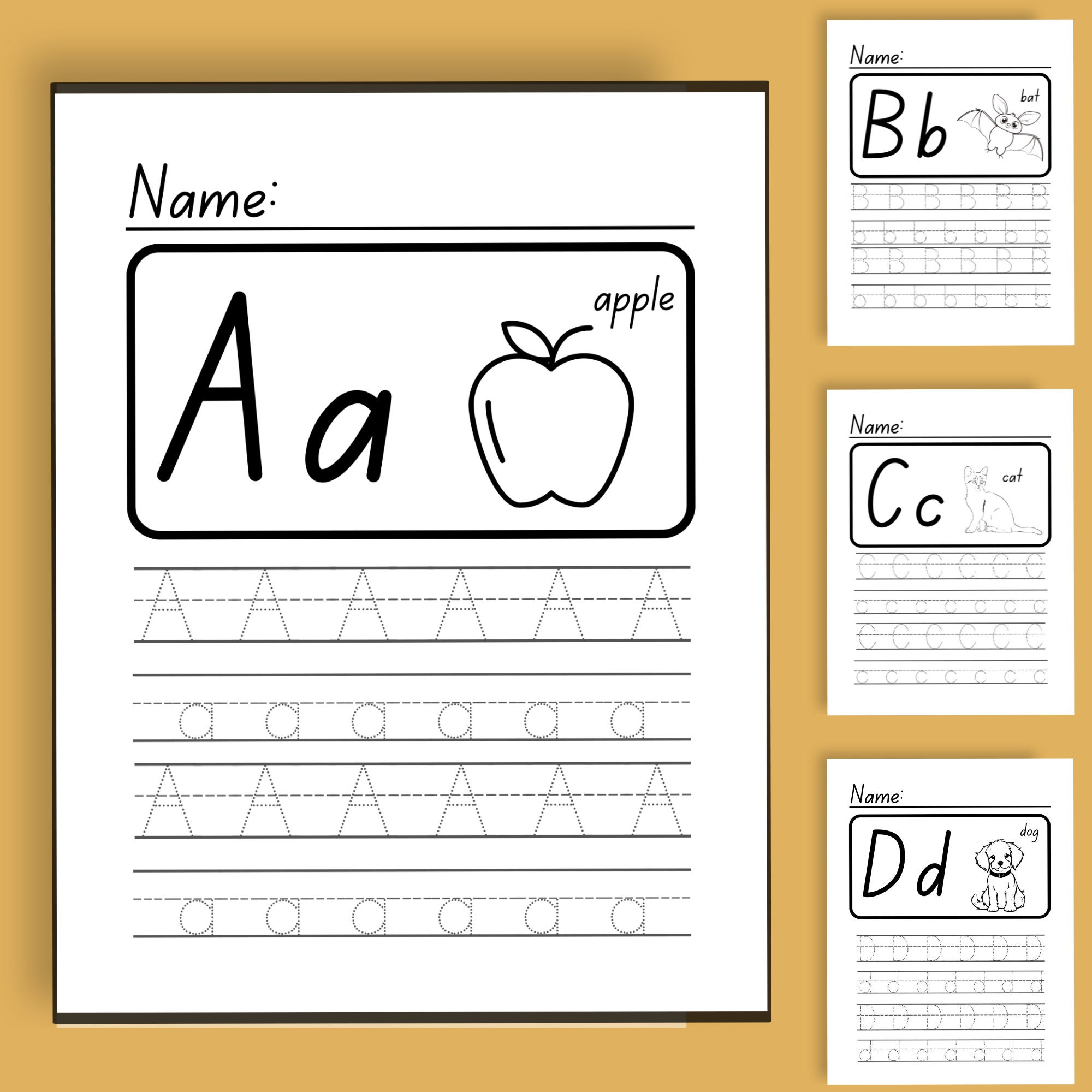 Alphabet Tracing Sheets Alphabet Writing Worksheet for - Etsy