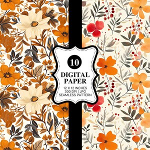 Autumn Floral Digital Paper, Floral Seamless Pattern, Floral Wallpaper ...