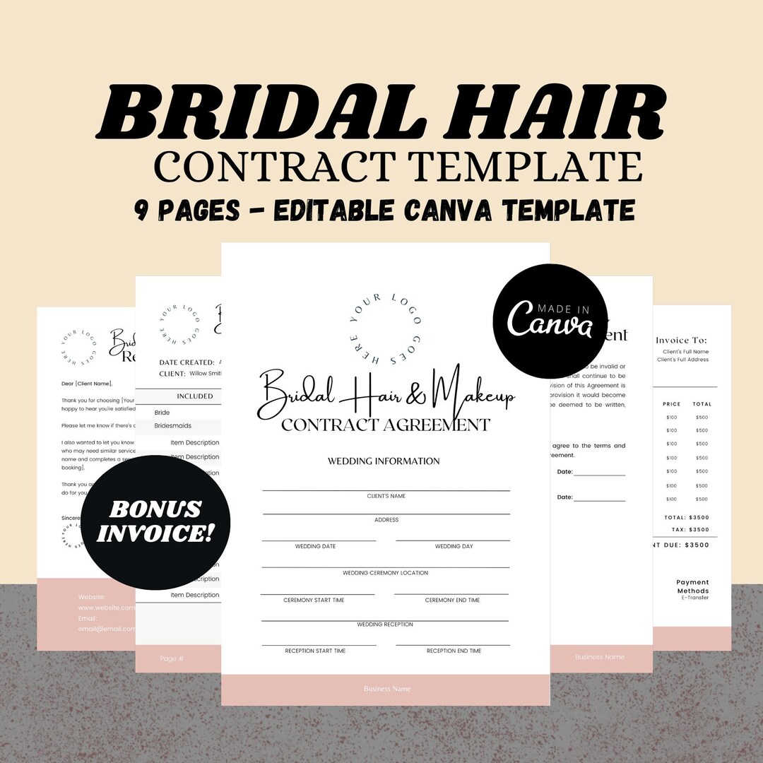 Bridal Hair and Makeup Artist Wedding Contract Hair Stylist Makeup ...