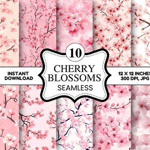 Cherry Blossoms Digital Paper, Floral Seamless Pattern, Floral ...
