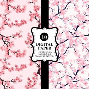 Cherry Blossoms Digital Paper, Floral Seamless Pattern, Floral ...
