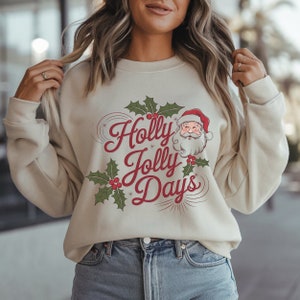 Holly Jolly Days PNG, Vintage Christmas Prints, Holiday Png Designs ...