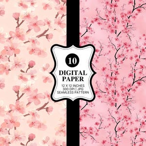 Cherry Blossoms Digital Paper, Floral Seamless Pattern, Floral ...
