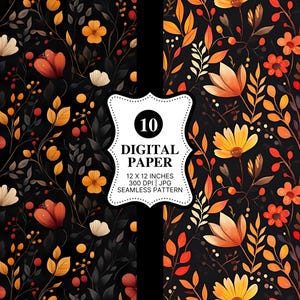Autumn Floral Digital Paper, Floral Seamless Pattern, Floral Wallpaper ...