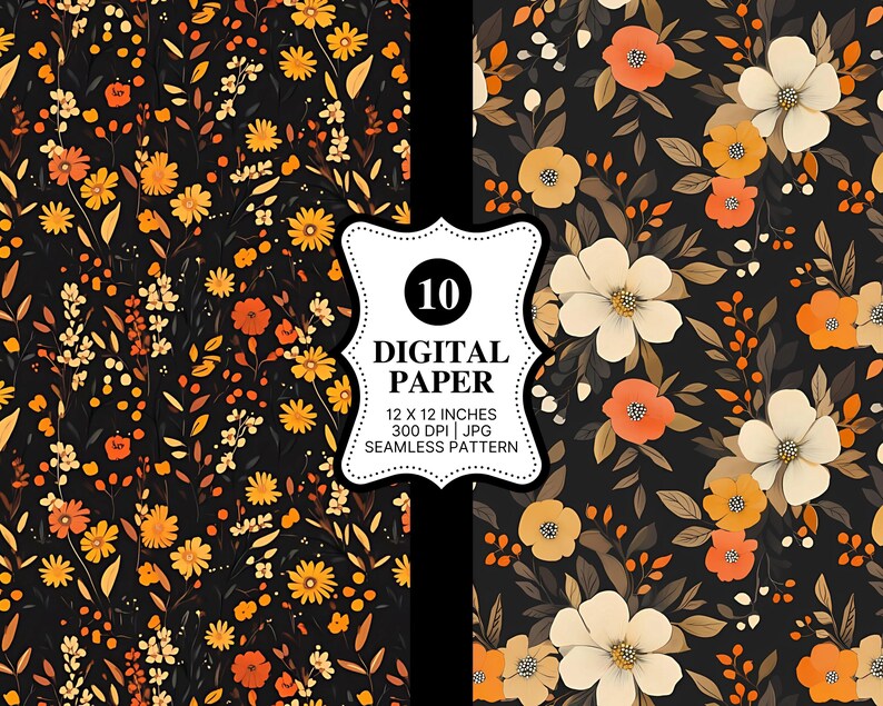 Autumn Floral Digital Paper, Floral Seamless Pattern, Floral Wallpaper ...