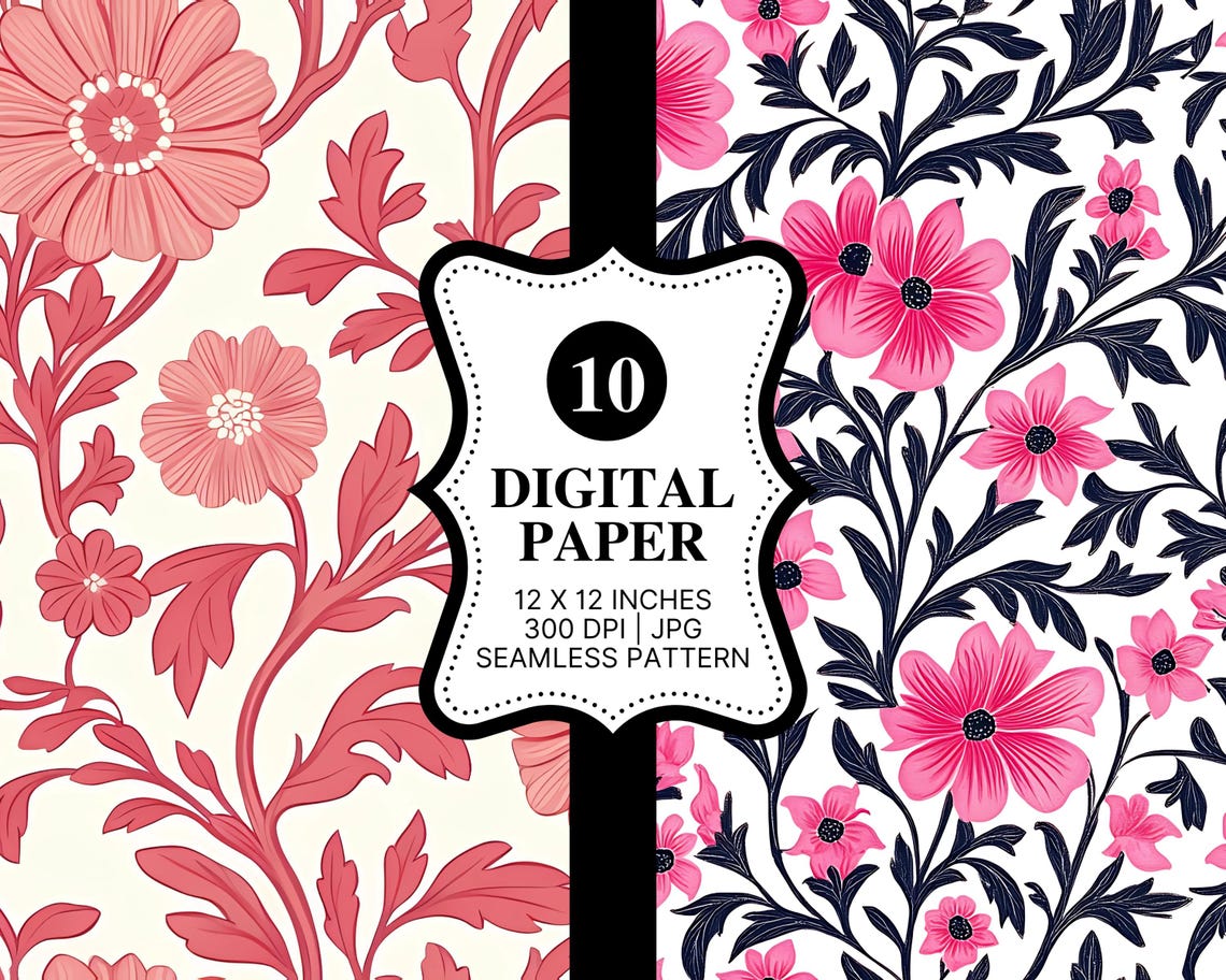 Floral William Morris Digital Paper, Floral Seamless Pattern, Flower ...