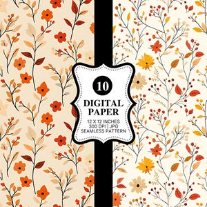 Autumn Floral Digital Paper, Floral Seamless Pattern, Floral Wallpaper ...