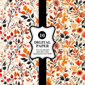 Autumn Floral Digital Paper, Floral Seamless Pattern, Floral Wallpaper ...