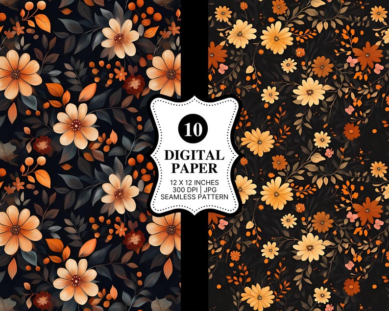 Autumn Floral Digital Paper, Floral Seamless Pattern, Floral Wallpaper ...