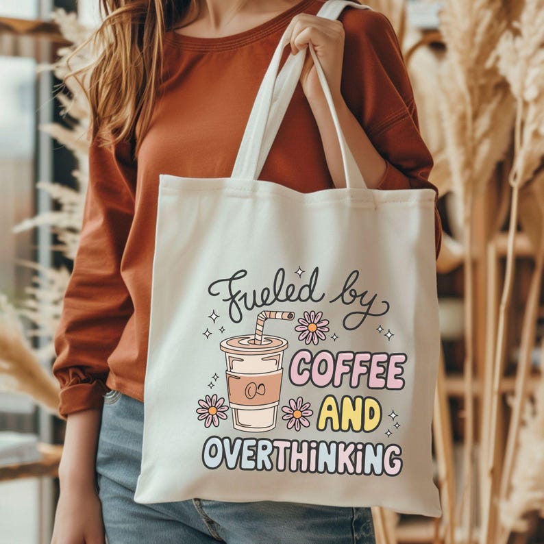 Fueled by Coffee and Overthinking Png, Trendy PNG, Coffee Png Designs, Retro Coffee Wall Art ...