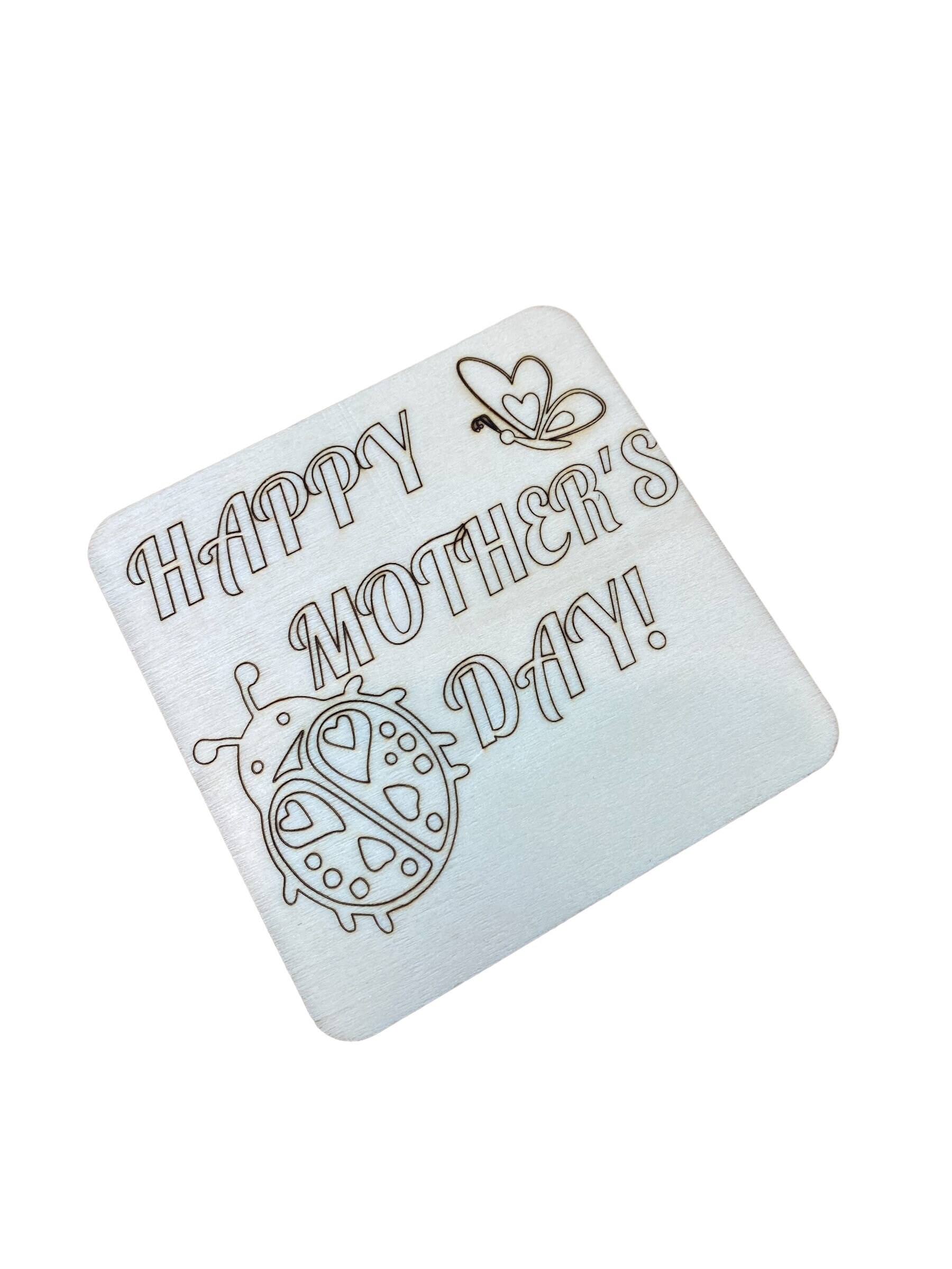 Mothers Day Craft 'happy Mothers Day' 4x4 Wooden Tile Paintable , READY ...