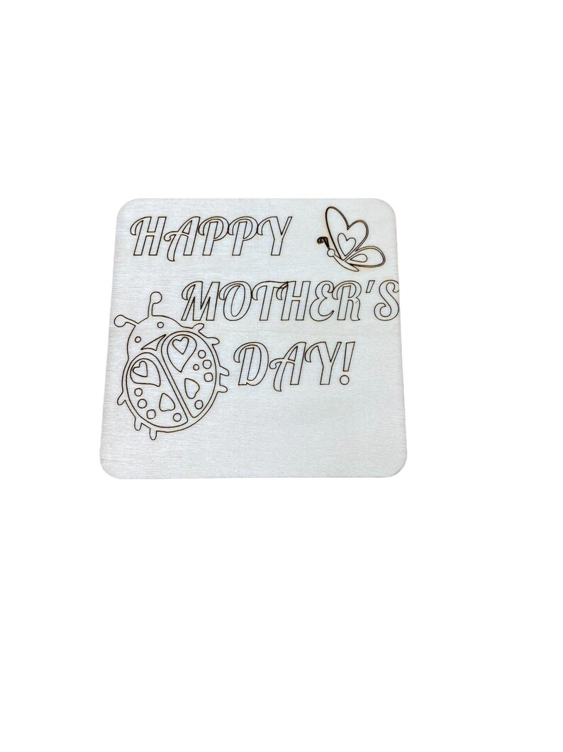 Mothers Day Craft 'happy Mothers Day' 4x4 Wooden Tile Paintable , READY ...