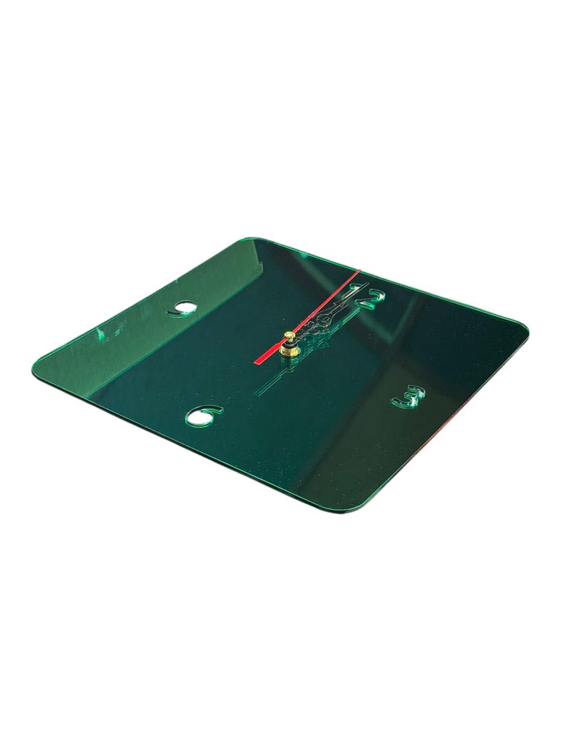 Acrylic Wall Clock, Green Reflective Square Design, Modern Decorative ...
