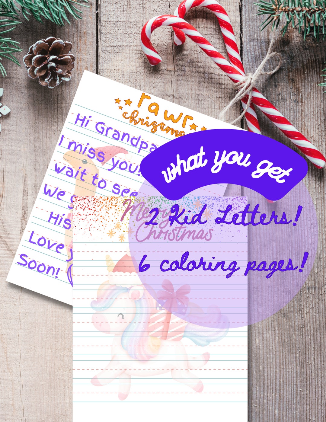 Dinosaur Writing Handwriting Practice Kids Card Christmas Card Unicorn ...