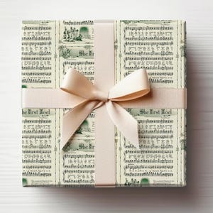 Christmas Carol Wrapping Paper the First Noel Gift Wrapping Religious ...