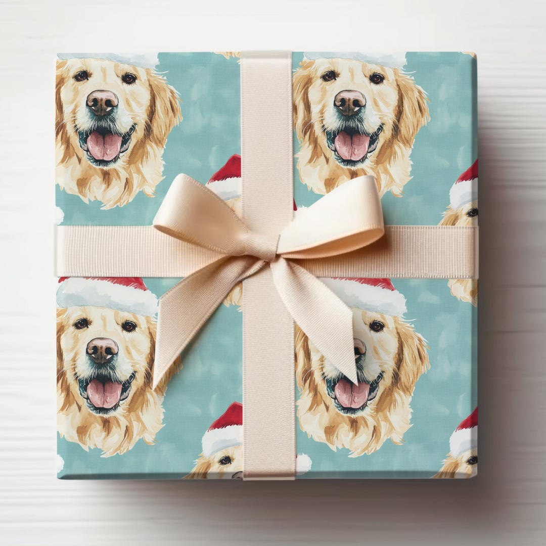 Golden Retriever Wrapping Paper Roll Golden Retriever Christmas Gift ...