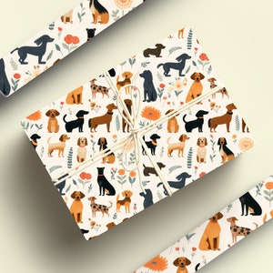 Illustrated Dogs Wrapping Paper With Dogs Gift Wrap Roll Cute Labrador ...