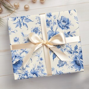 Victorian Wrapping Paper Roll, Blue Chinoiserie Wrapping Paper Blue ...