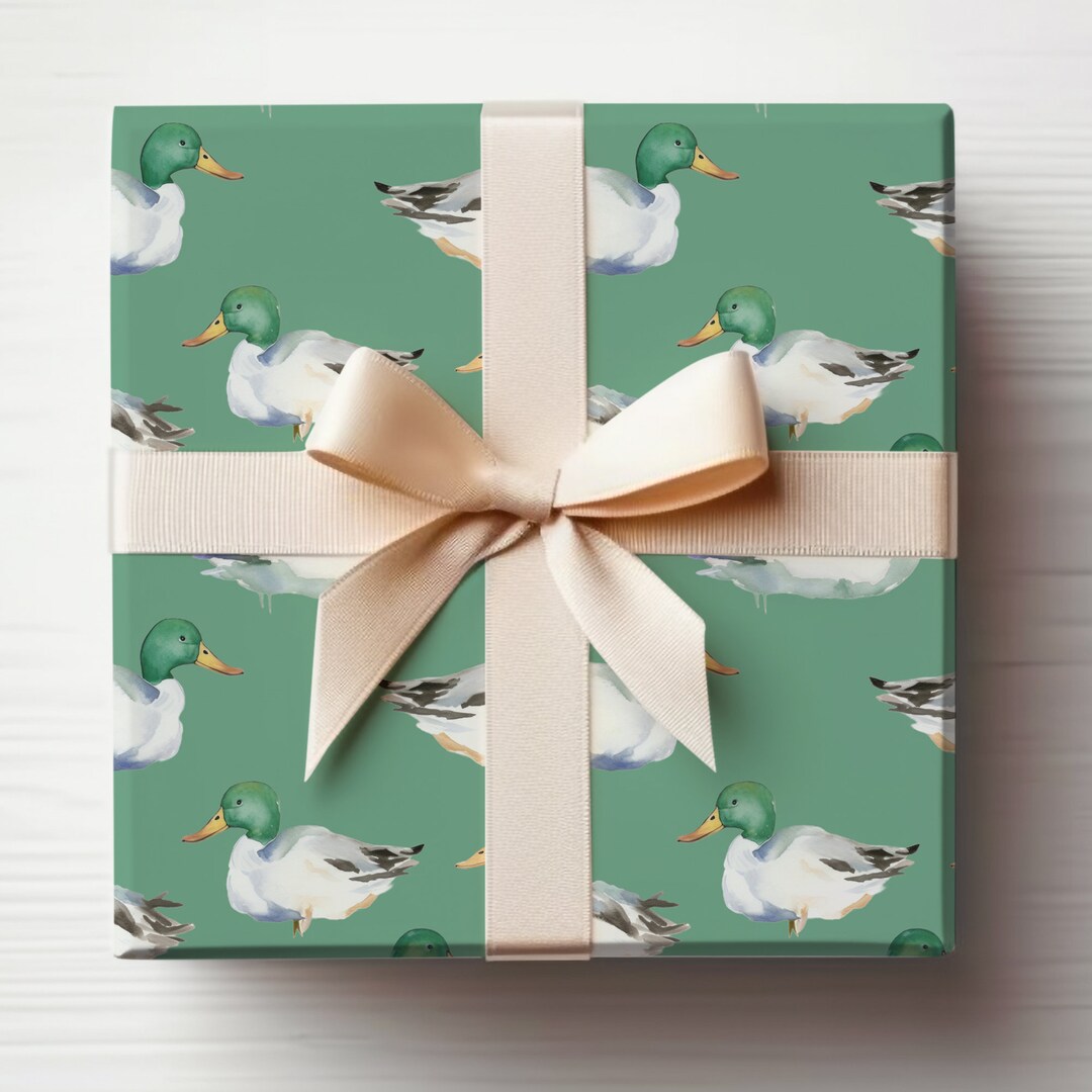 Mallard Duck Baby Shower Gift Wrap, Duck Wrapping Paper Roll, Cute Duck ...