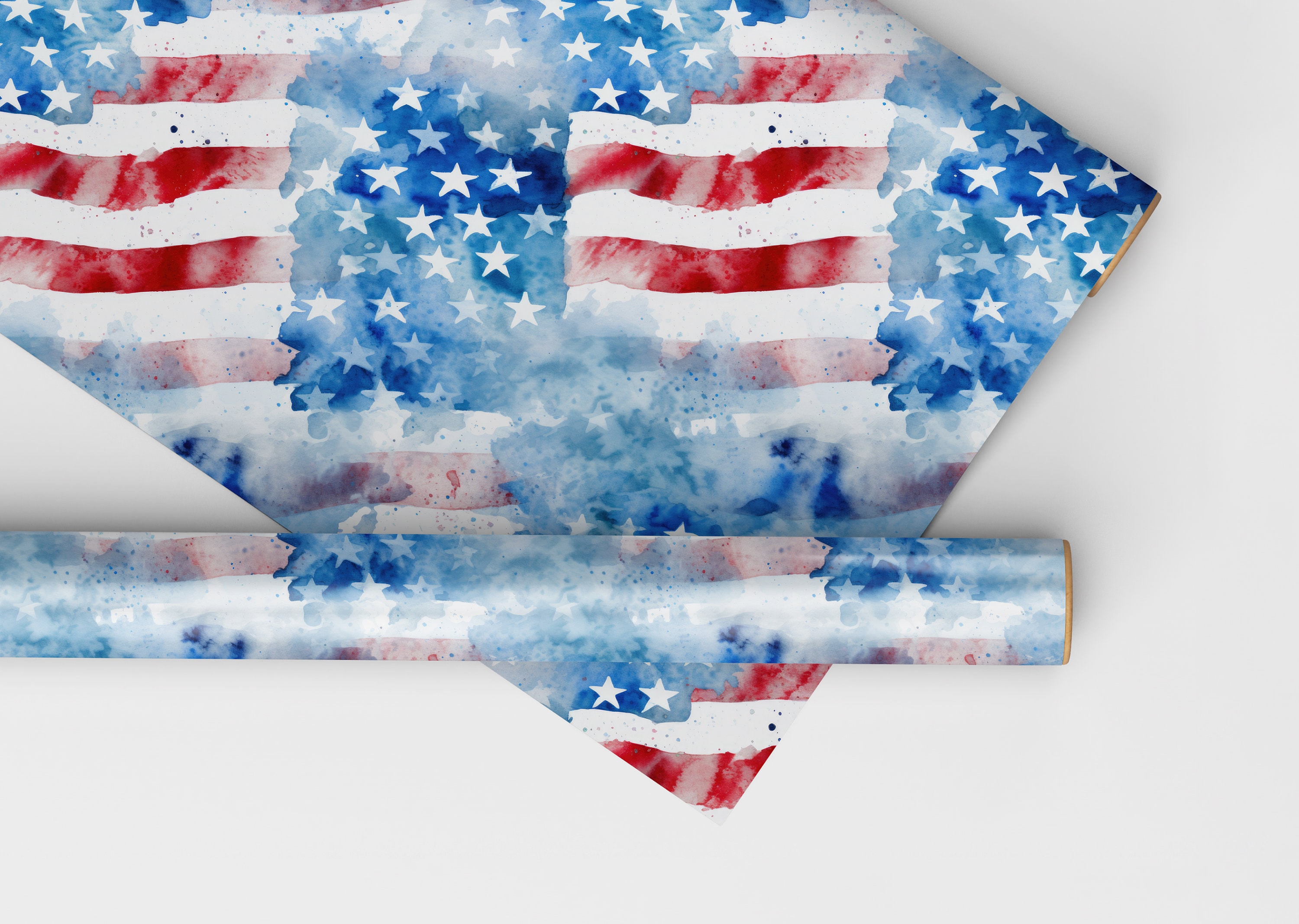 Watercolor American Flag Gift Wrap American Flag Wrapping Paper Roll ...