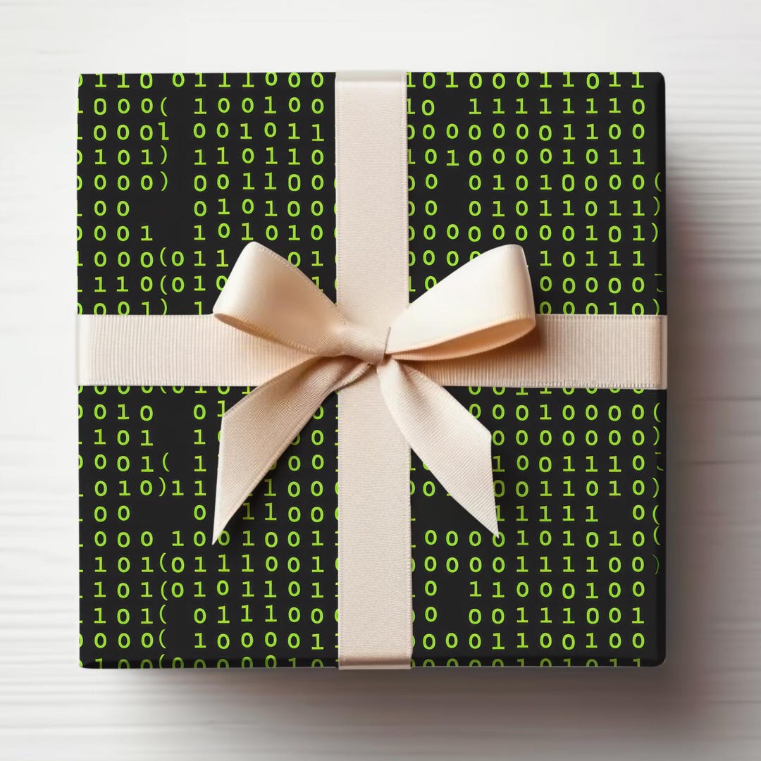 Programmer Wrapping Paper Binary Code Gift Wrap Roll Computer Wrapping Paper Coder Gift Wrap ...