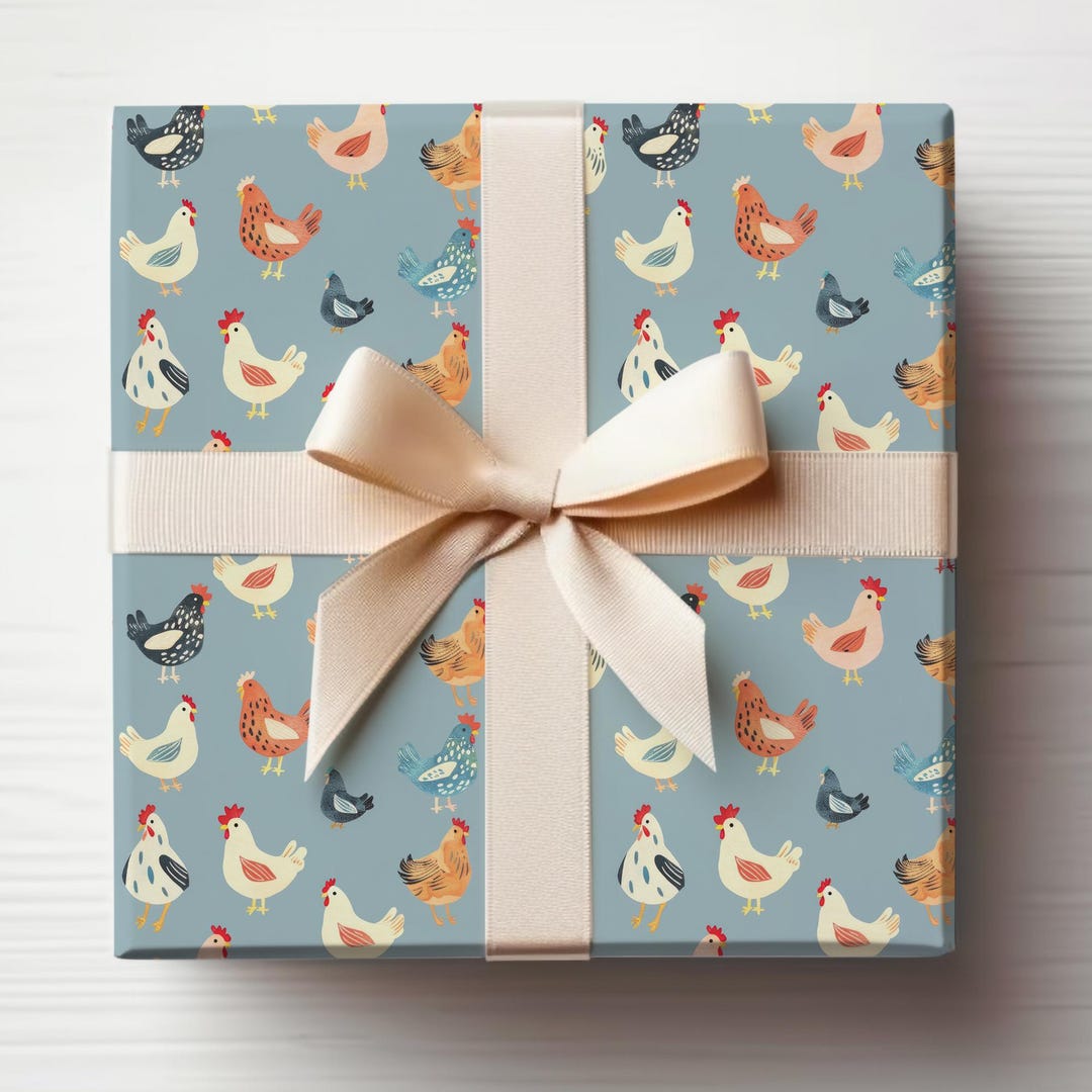 Chickens Wrapping Paper Roll Cute Chicken Gift Wrapping Roll Farmhouse ...