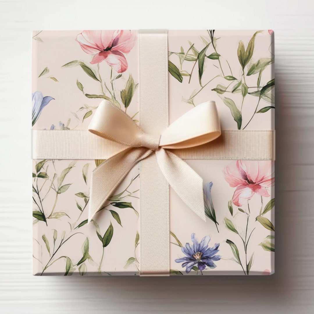 Pink Botanical Wrapping Paper Elegant Pink Wrapping Paper, Pink Wedding ...