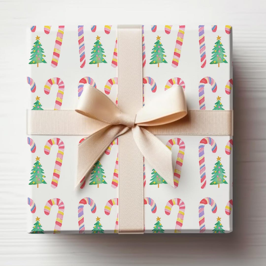 Candy Cane Wrapping Paper Roll Colored Candy Canes Gift Wrapping Roll ...