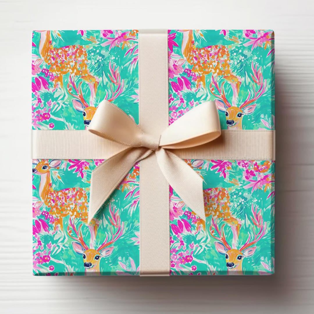 Preppy Christmas Wrapping Paper Roll Neon Christmas Gift Wrapping Paper ...
