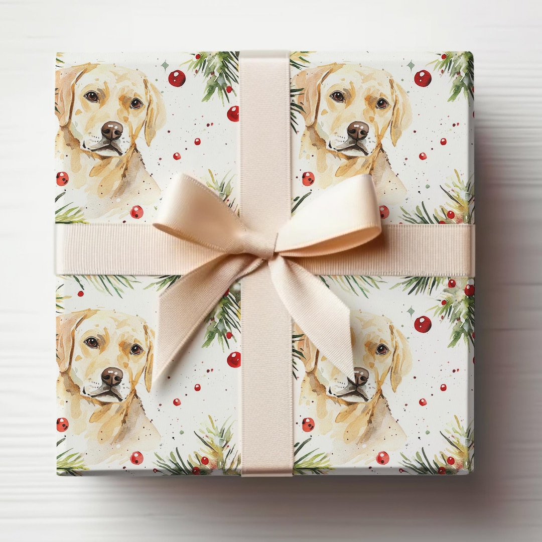 Yellow Lab Wrapping Paper Yellow Lab Christmas Gift Wrap for Dog Lovers ...