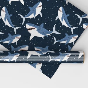 Shark Wrapping Paper Roll Sharks Gift Wrapping, Baby Shark Wrapping ...