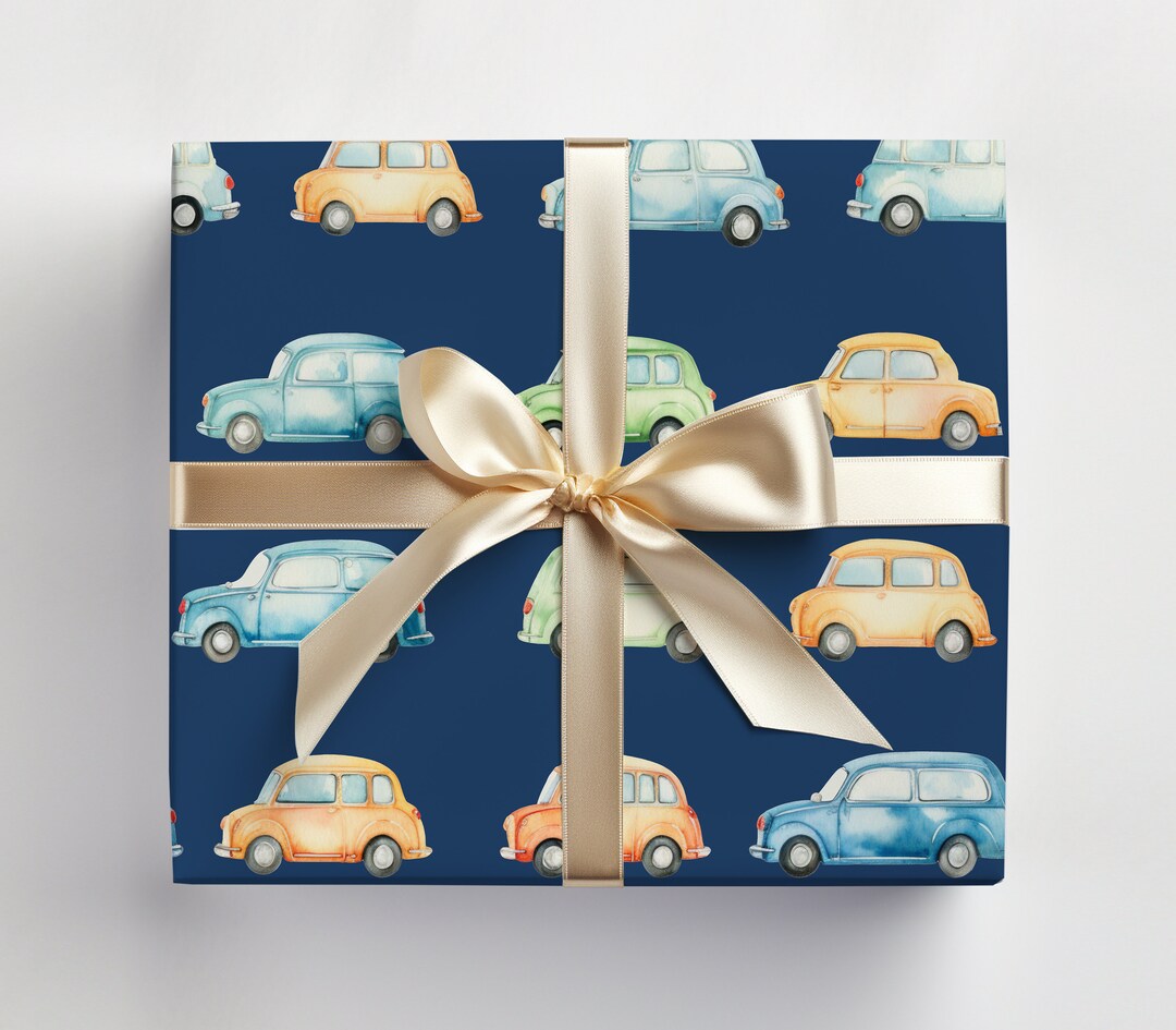 Blue Cars Wrapping Paper Roll Boys Cars Gift Wrap Roll Car Themed ...