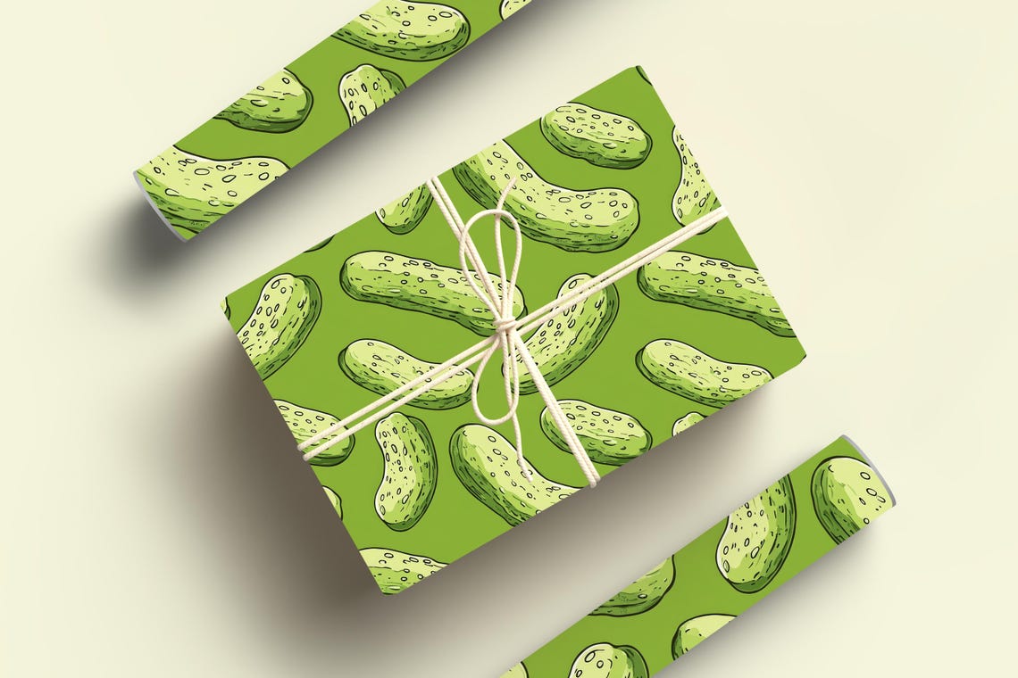 Pickle Wrapping Paper Roll Gift Wrapping Roll Pickle Lovers Gift Wrap ...