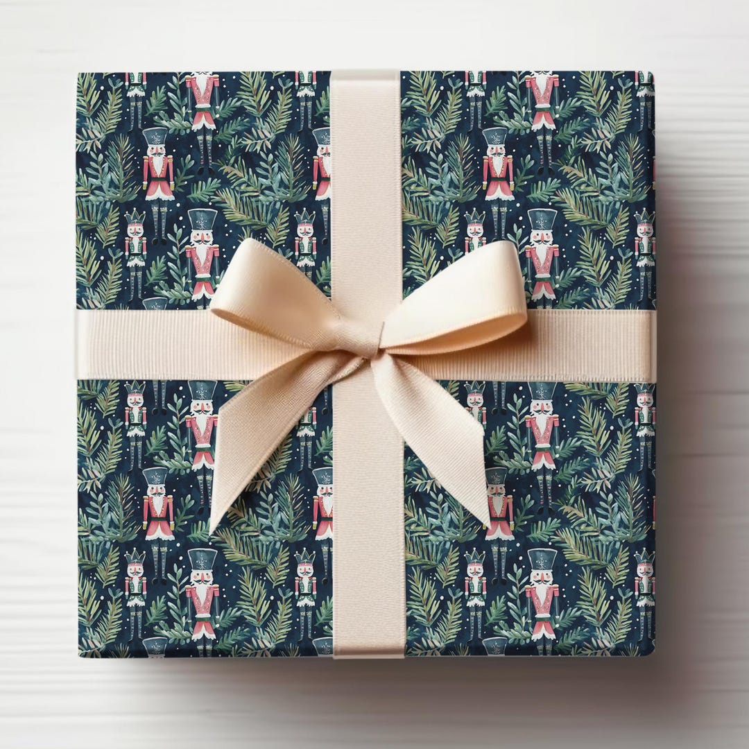 Blue Nutcracker Wrapping Paper Roll Watercolor Nutcracker Gift Wrapping ...