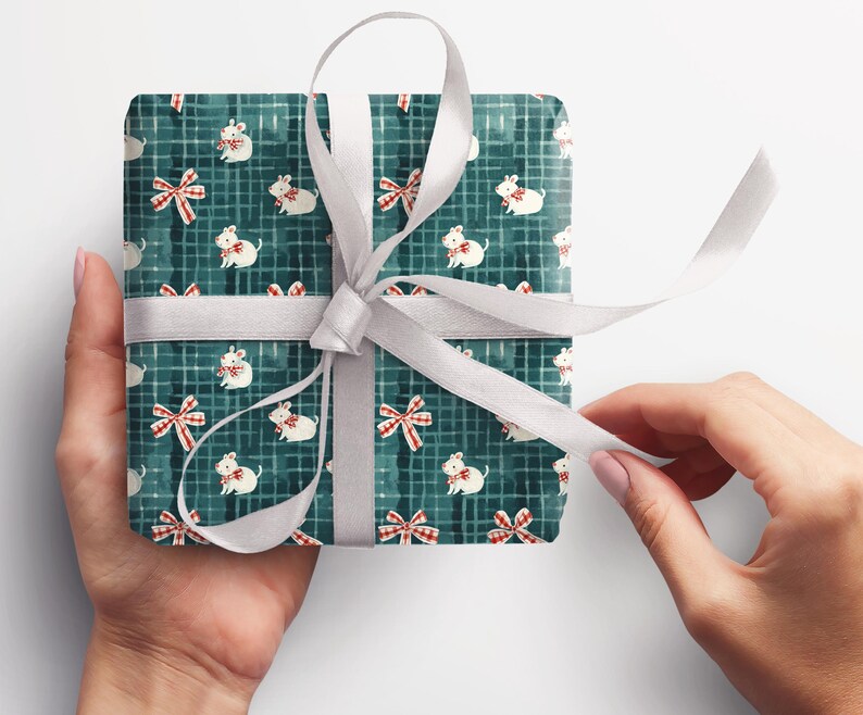 Christmas Mouse Wrapping Paper Roll Cute Xmas Mouse Wrapping Paper ...