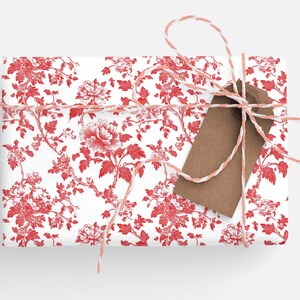 Red Chinoiserie Wrapping Paper Roll Red Toile Christmas Toile Wrapping ...