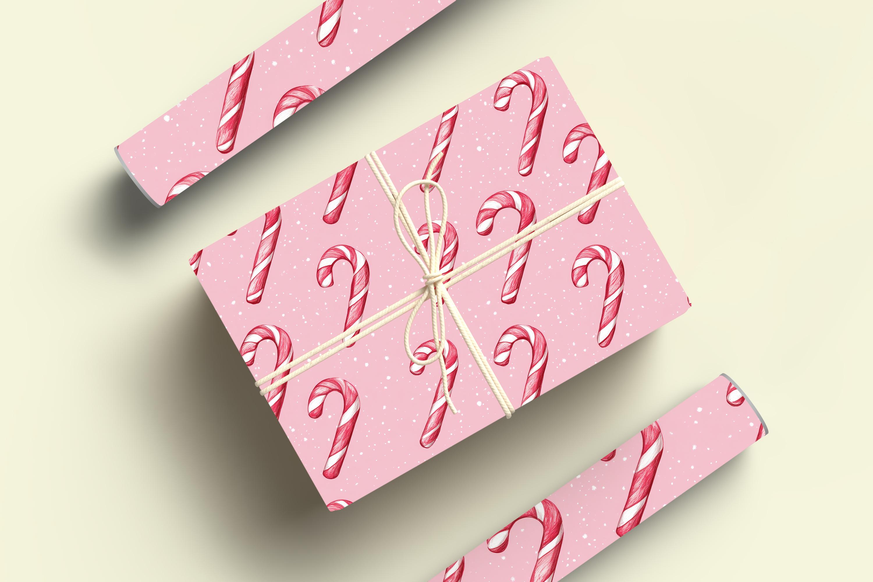 Pink Candy Cane Wrapping Paper Roll Pink Christmas Wrapping Paper Roll ...