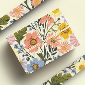 Girl Baby Shower Wrapping Paper Roll With Cute Flowers, Girl Birthday ...